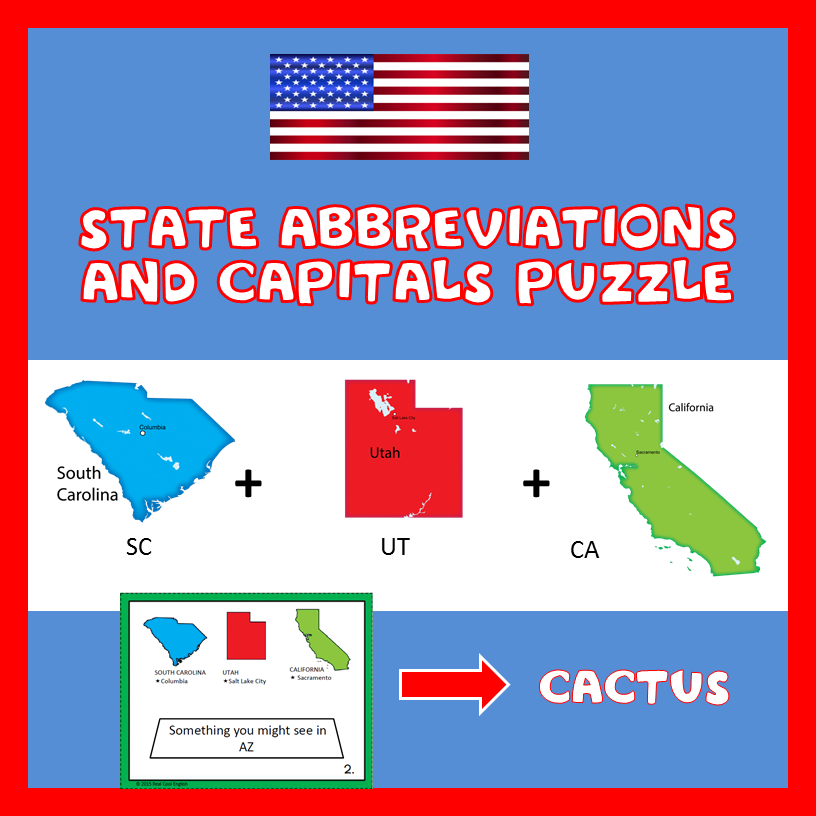 U.S. State Abbreviations and Capitals Puzzles | Real Cool English