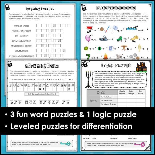 Word and Logic Puzzles Team Building Escape Room Activity - Digital ...