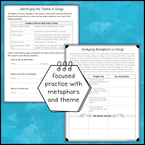 Song Lyric Analysis Worksheets for Figurative Language in Songs ...